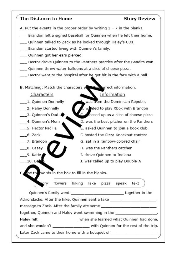 Jenn Bishop "The Distance to Home" worksheets | Made By Teachers