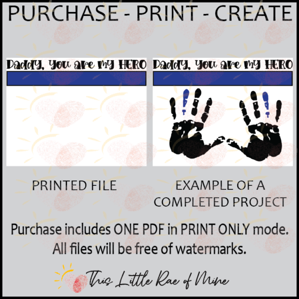 You are my Hero - Policeman - thin blue line - Father's Day - Handprint ...