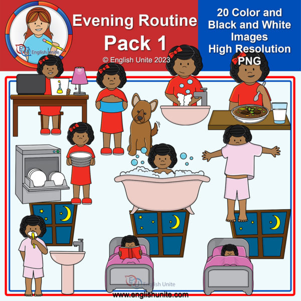 Clip Art - Evening Routine Sequence Pack 1 | Made By Teachers