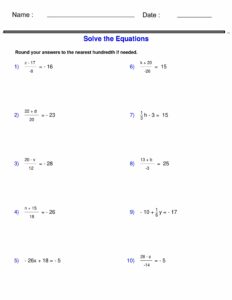 Pre-Algebra - Equations - Two Step Equations Containing Integers ...