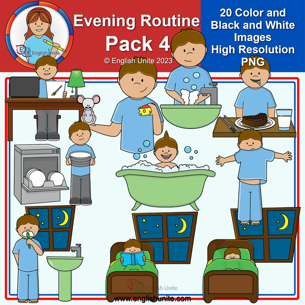 Clip Art - Evening Routine Sequence Pack 4 | Made By Teachers