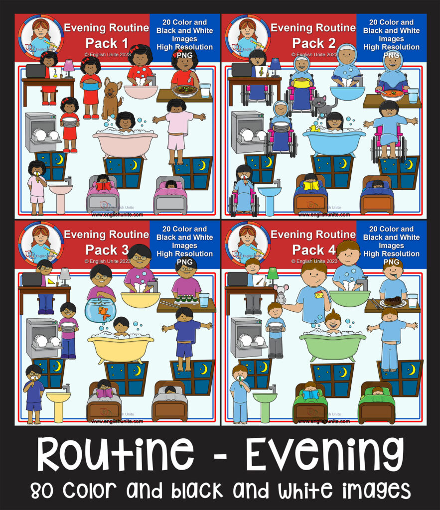Clip Art - Evening Routine Sequence Bundle | Made By Teachers