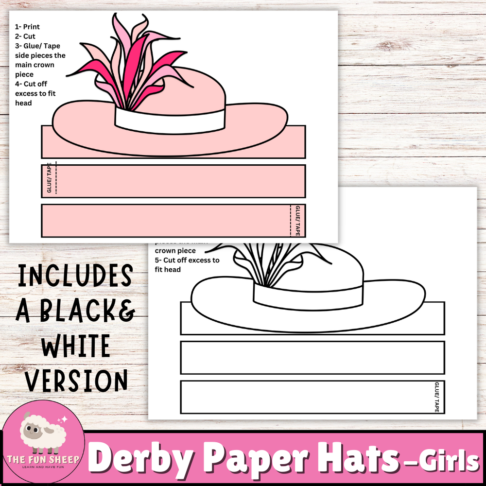 Derby Paper Hats for Girls | Kentucky Derby hats Coloring Activity ...