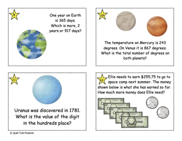 Grade 3 Solar System Math Task Cards | Made By Teachers