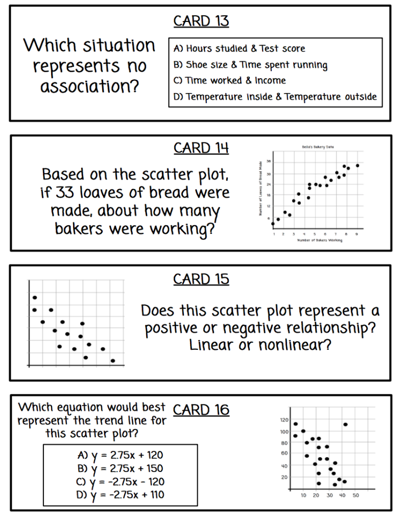 Making Predictions Scatter Plots, Trend Lines Relay Race Review | Made ...