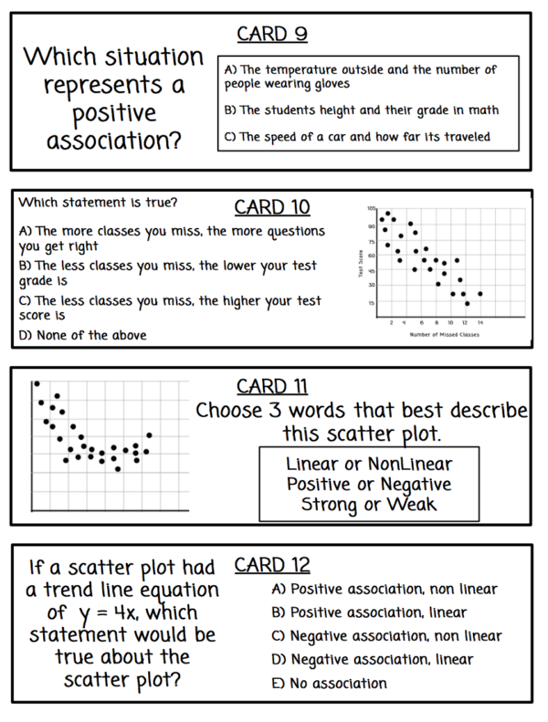 Making Predictions Scatter Plots, Trend Lines Relay Race Review | Made ...