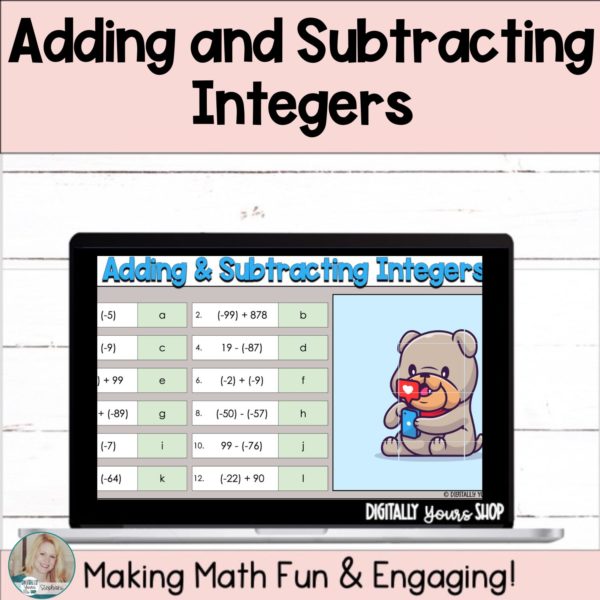 Adding and Subtracting Integers Digital Self-Checking Activity | Made ...
