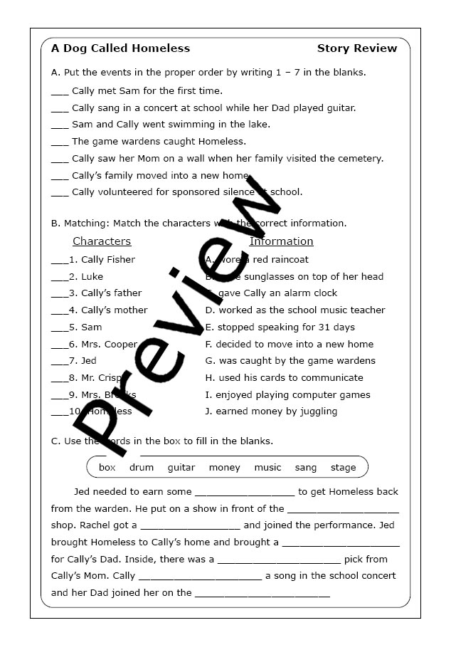 Sarah Lean "A Dog Called Homeless" worksheets | Made By Teachers