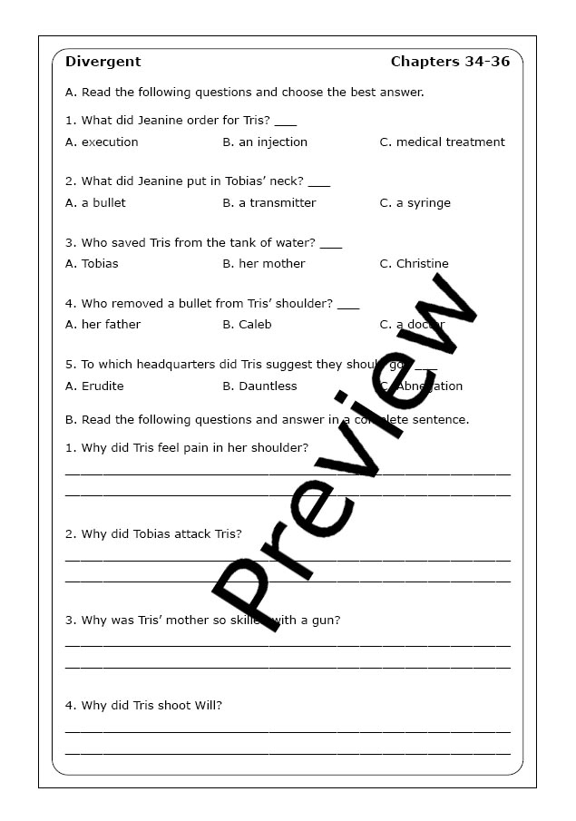 Veronica Roth "Divergent" worksheets | Made By Teachers