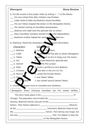 Veronica Roth "Divergent" worksheets | Made By Teachers