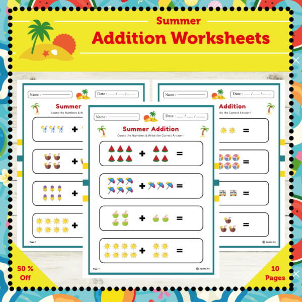 Summer Addition Worksheets : Engaging Summer Addition Worksheets for ...