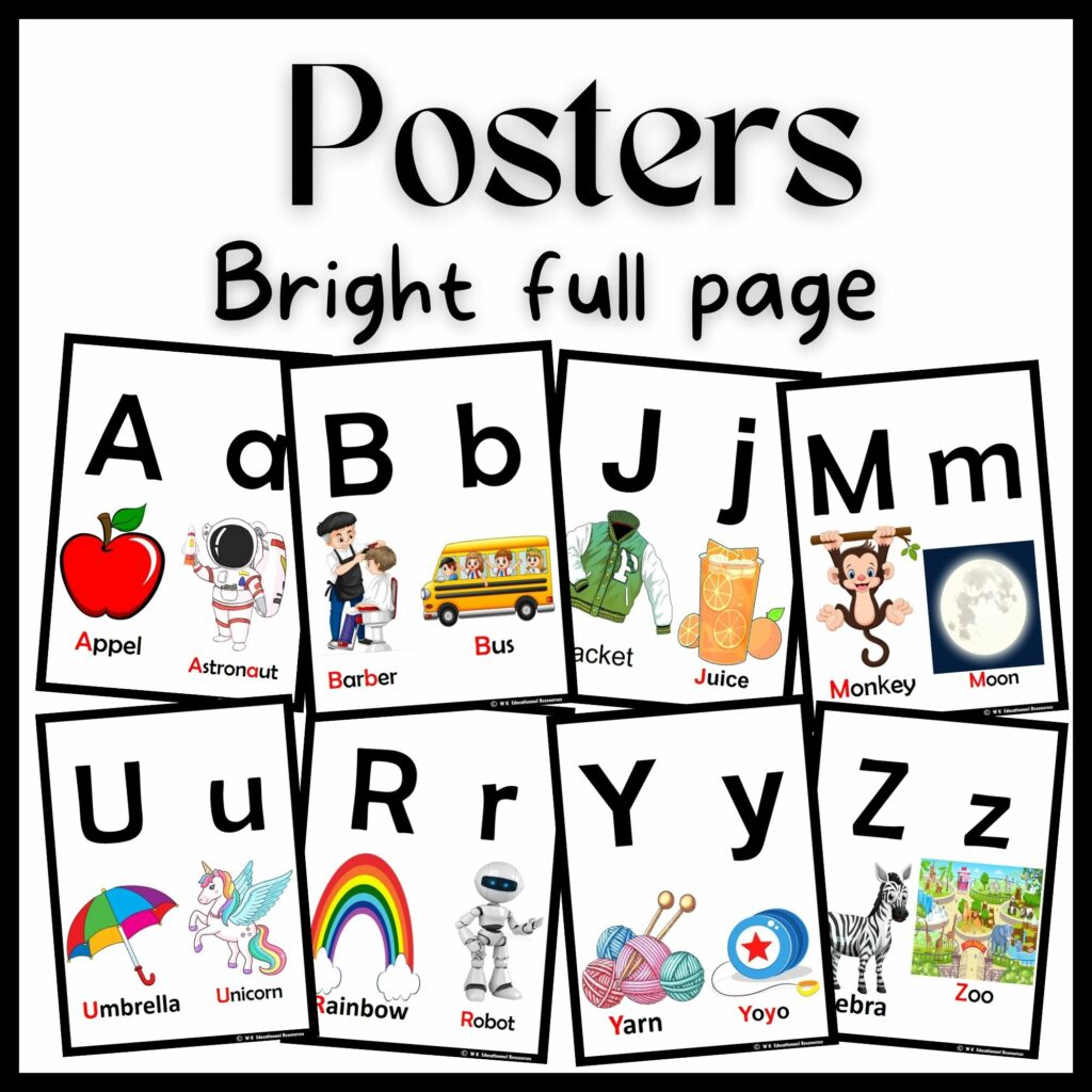 Bright Alphabet Posters and Flashcards uppercase and lowercase ...