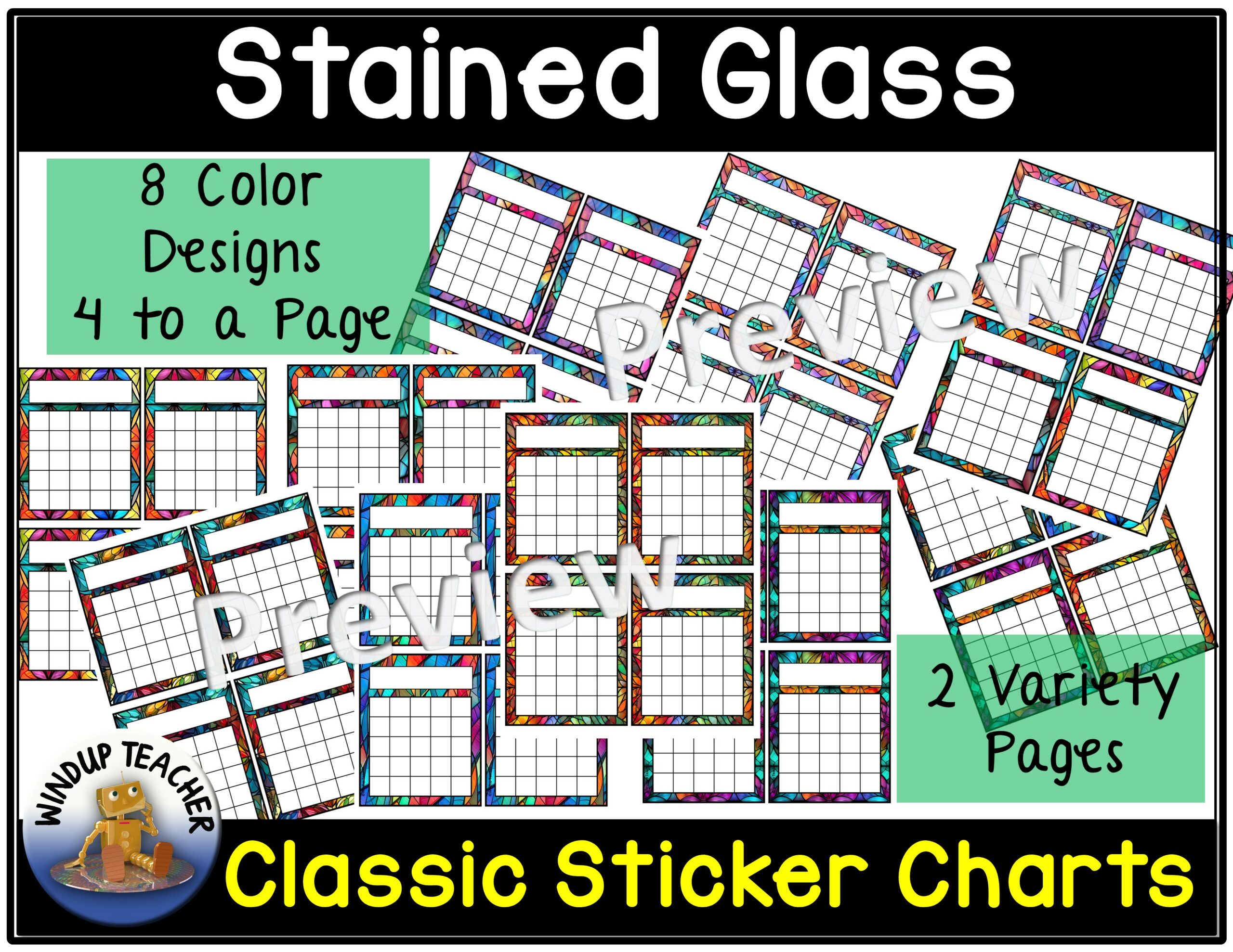 Stained Glass Classic Sticker Charts | Made By Teachers