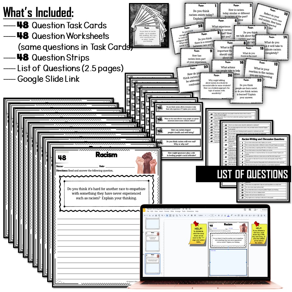 Racism Questions | Racism Worksheets | Racism Discussion | Civil Rights ...