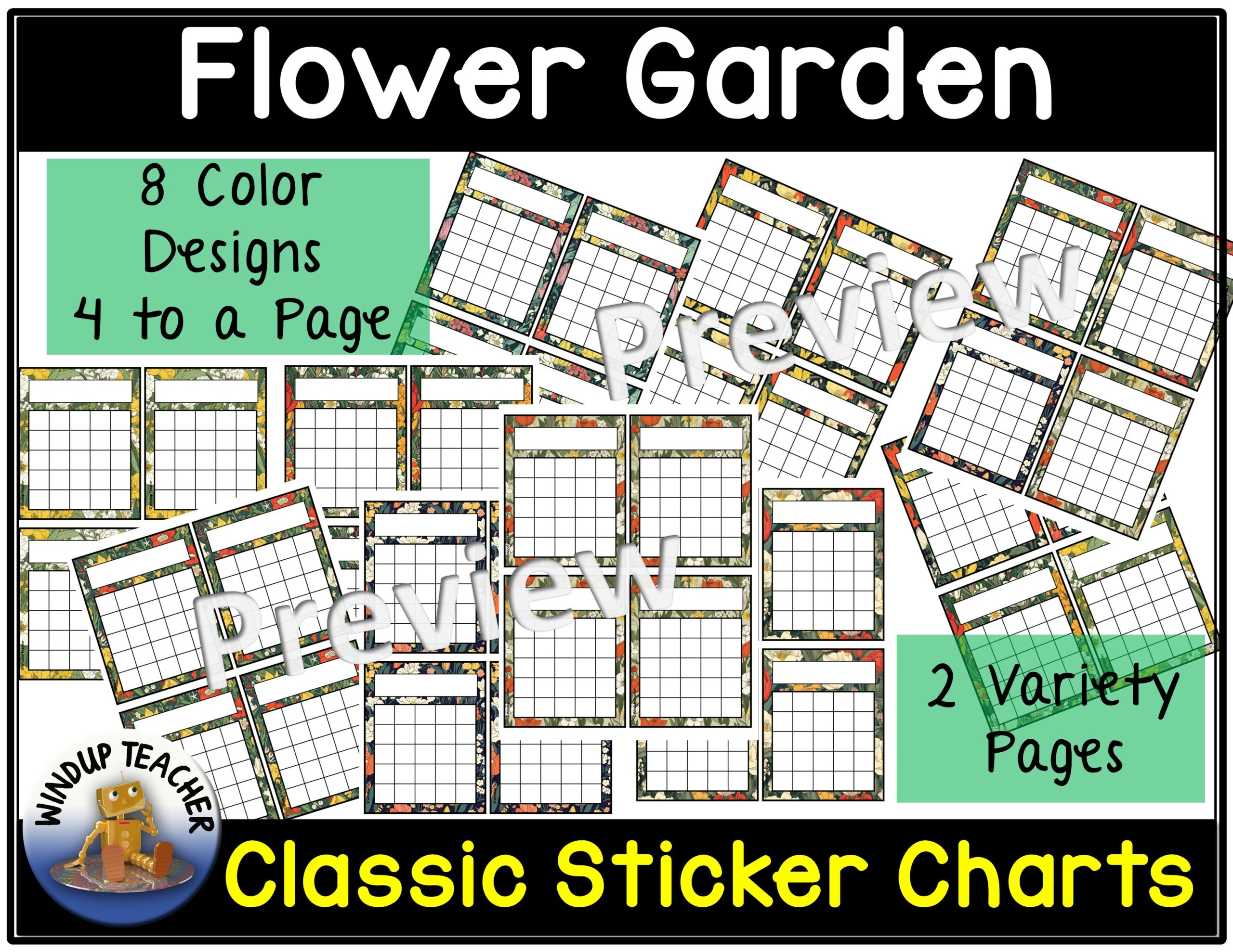 Flower Garden Classic Sticker Charts | Made By Teachers