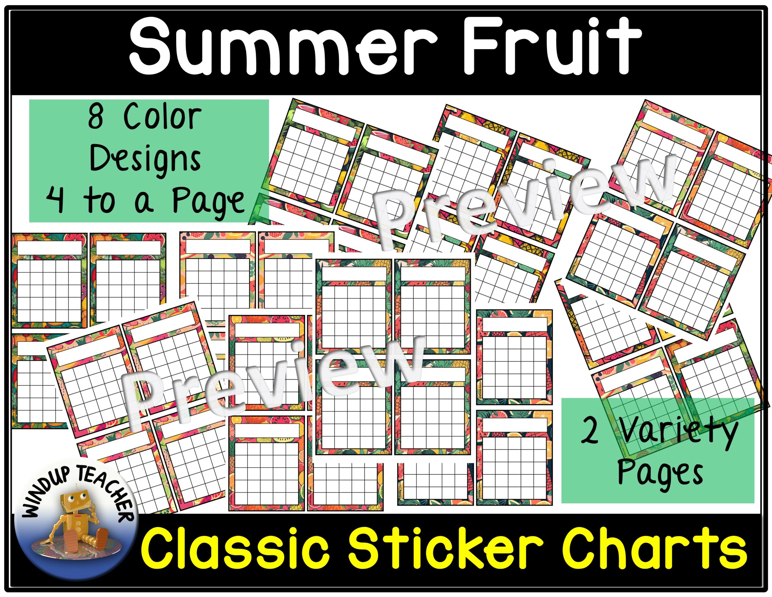 Summer Fruit Classic Sticker Charts | Made By Teachers