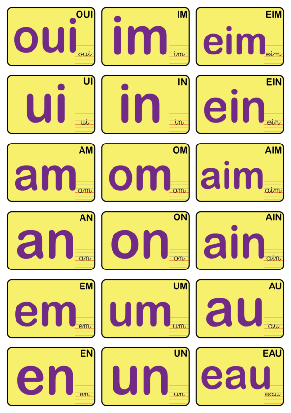 French Syllables, Letters Reading flashcards (Cartes de Lecture ...