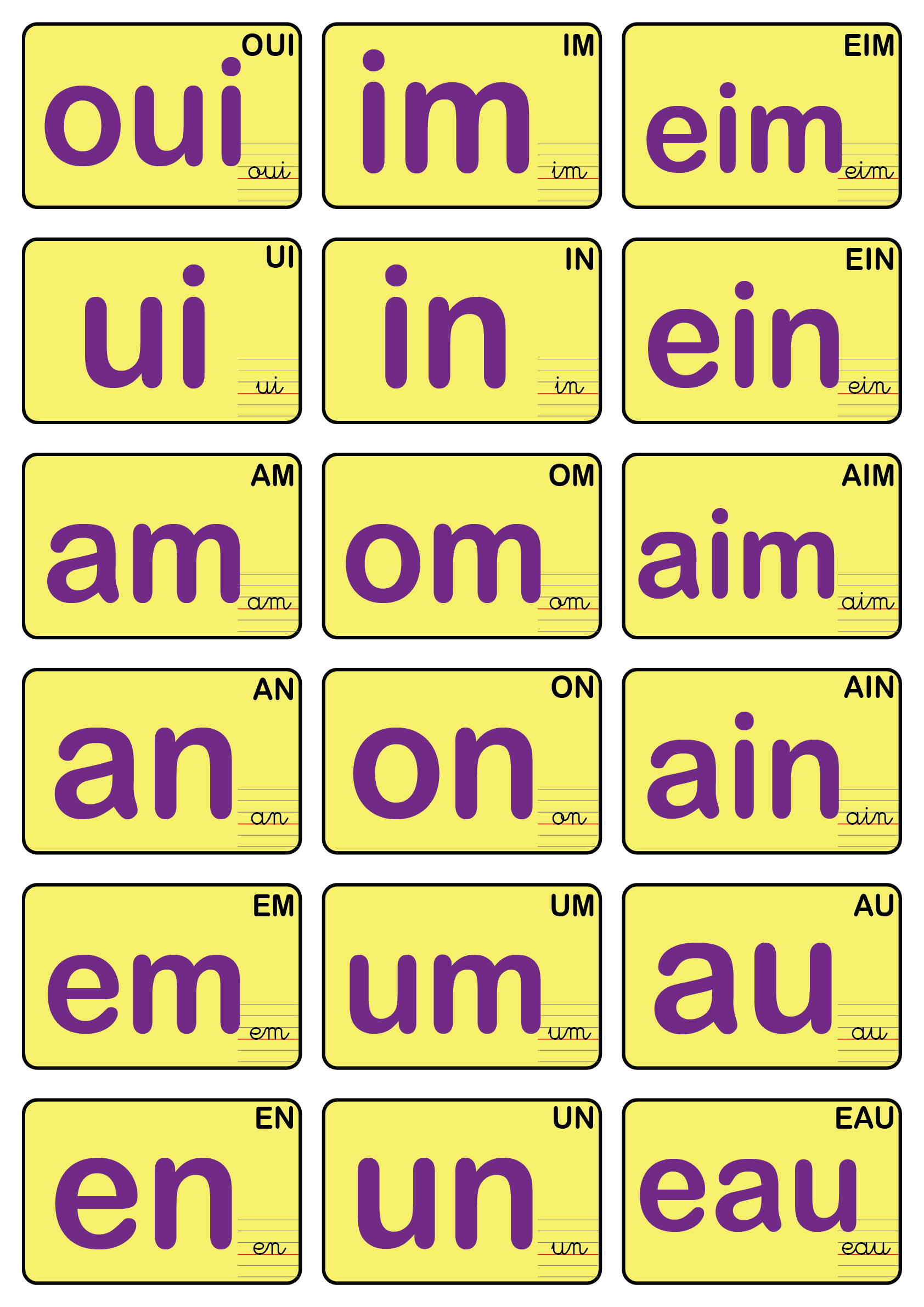 French Syllables, Letters Reading flashcards (Cartes de Lecture ...