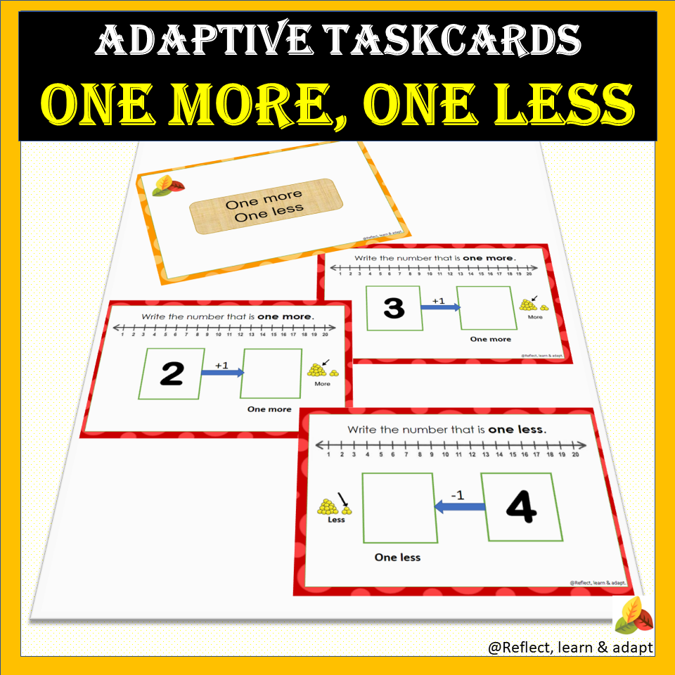 Adaptive Taskcards | One more, One less | Made By Teachers