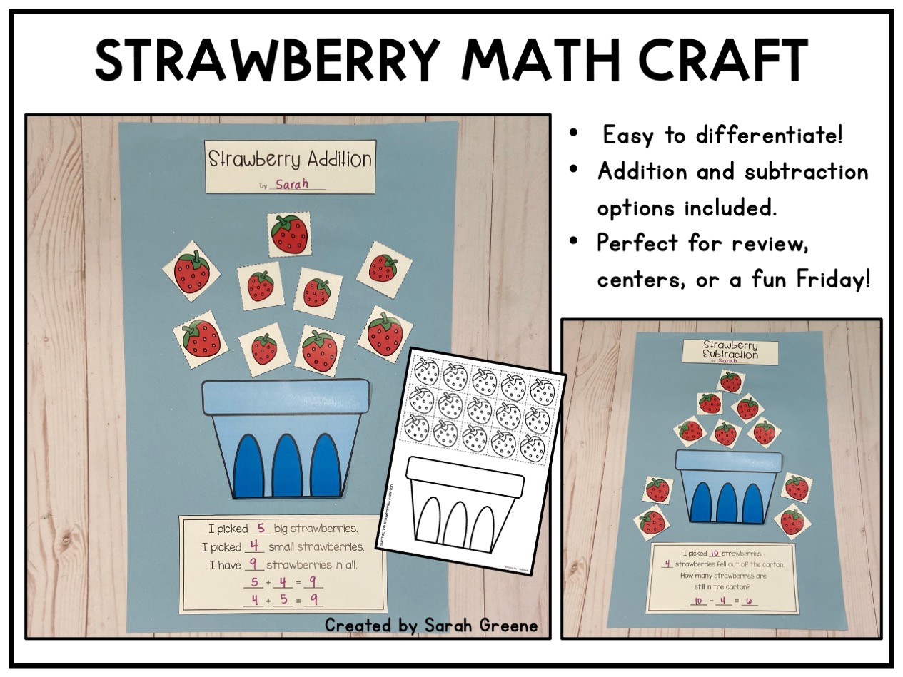 Summer Strawberry Addition or Subtraction Math Craft | Made By Teachers