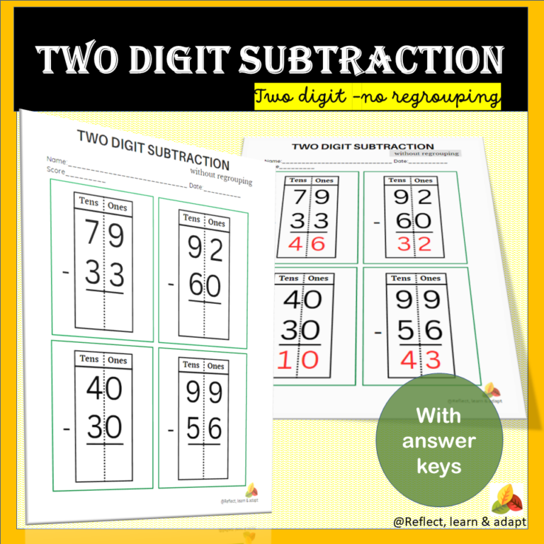 Adaptive resources | Two digit Subtraction with regrouping | Made By ...