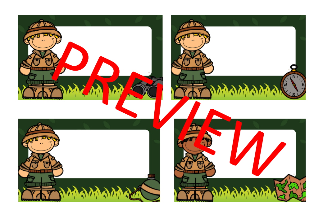 Safari Theme Decor Bundle Name Tags, Labels, and Schedule Daily Cards ...