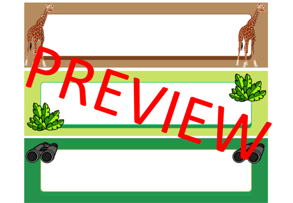 Safari Theme Decor Bundle Name Tags, Labels, and Schedule Daily Cards ...