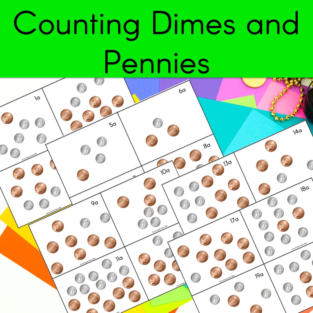 Counting Dimes and Pennies Scoot Cards | Made By Teachers