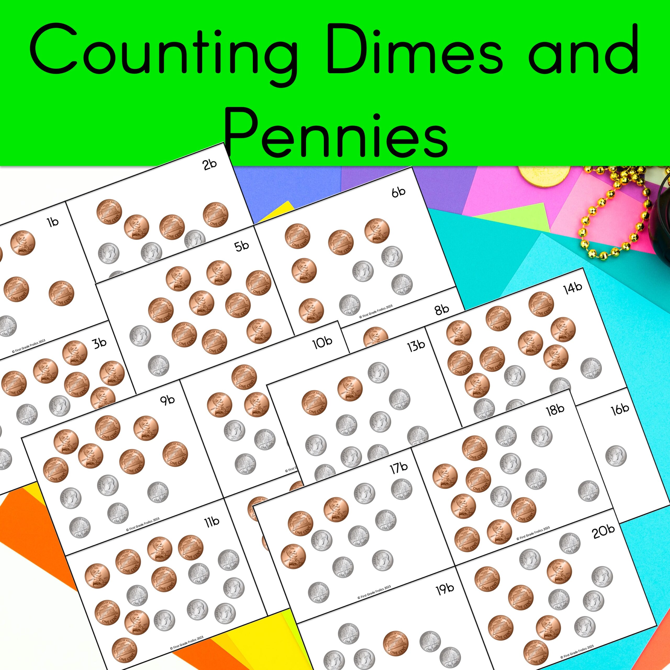 Counting Dimes and Pennies Scoot Cards | Made By Teachers