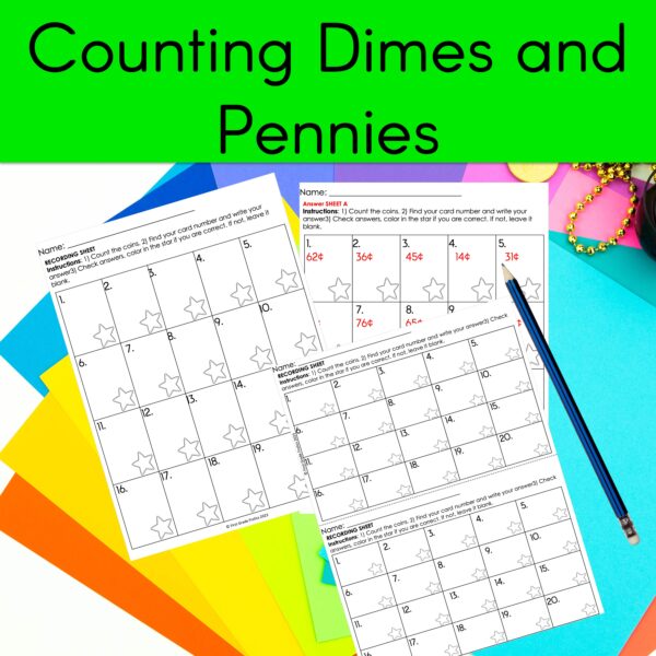 Counting Dimes and Pennies Scoot Cards | Made By Teachers