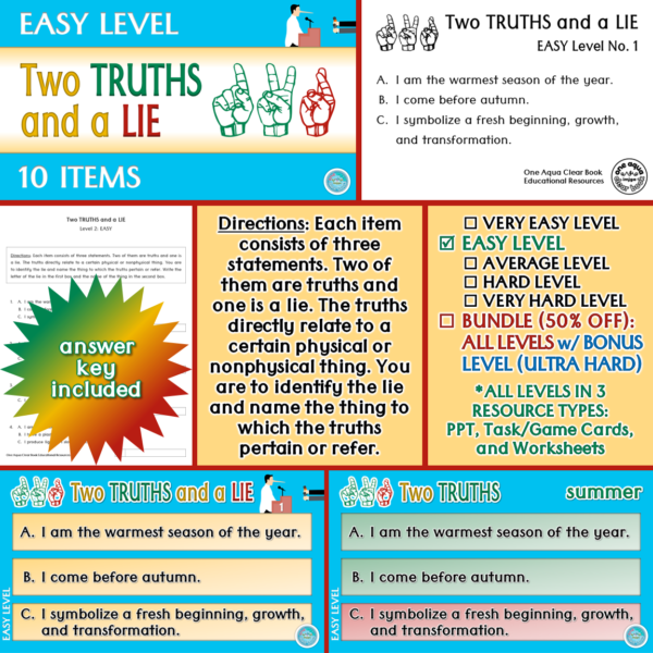 Two Truths and a Lie | Level 2: Easy | Made By Teachers