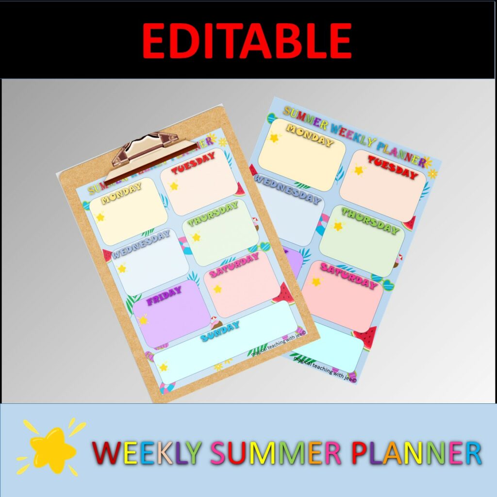 EDITABLE SUMMER PLANNER FOR KIDS | SUMMER 2023 | Made By Teachers