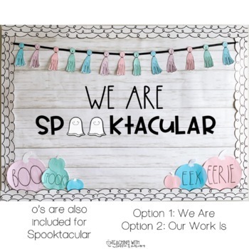 Halloween Themed Bulletin Board with Ghosts and Hey Boo | Made By Teachers