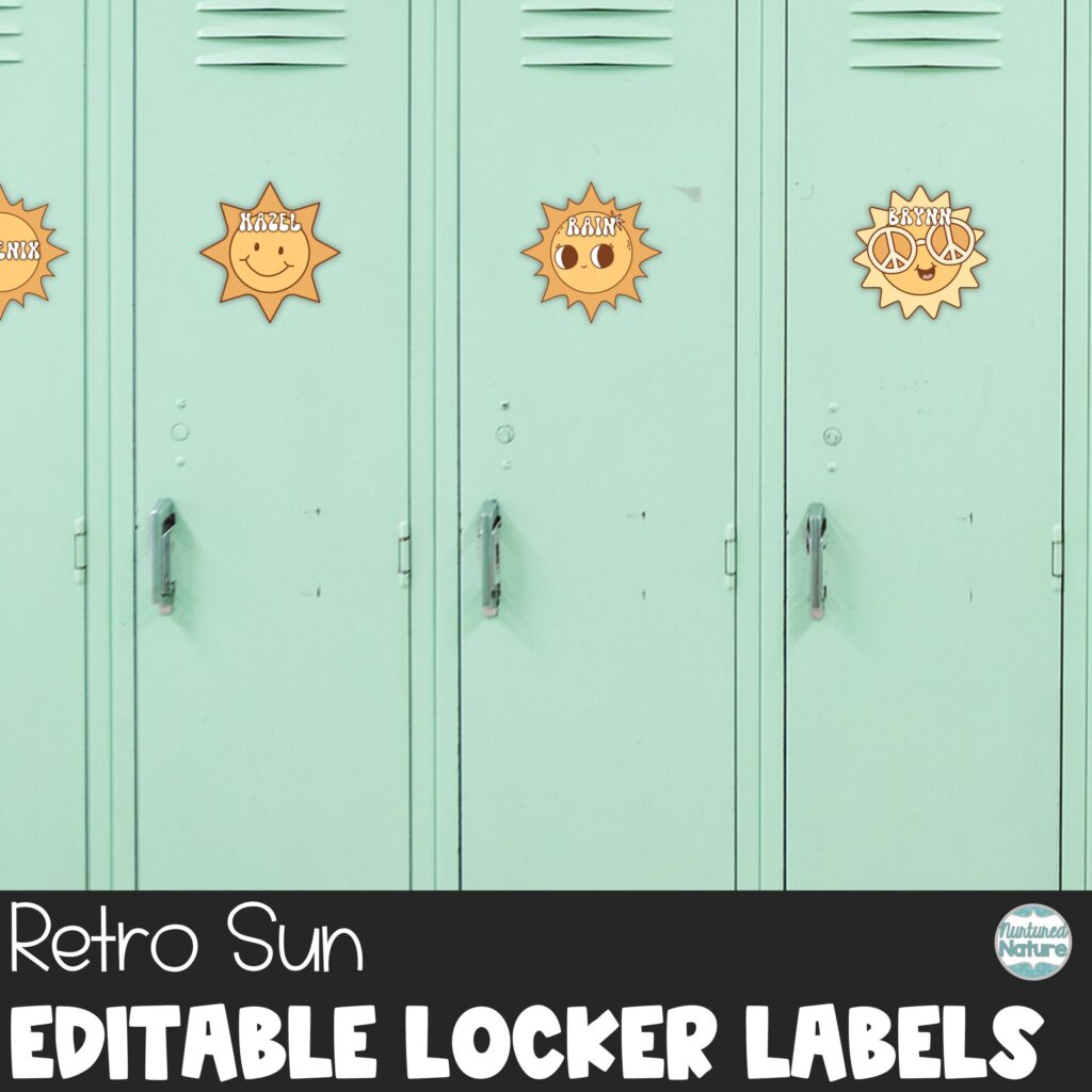 Summer Name Tags - Editable Locker Labels or Cubby Tags - Retro Sun ...
