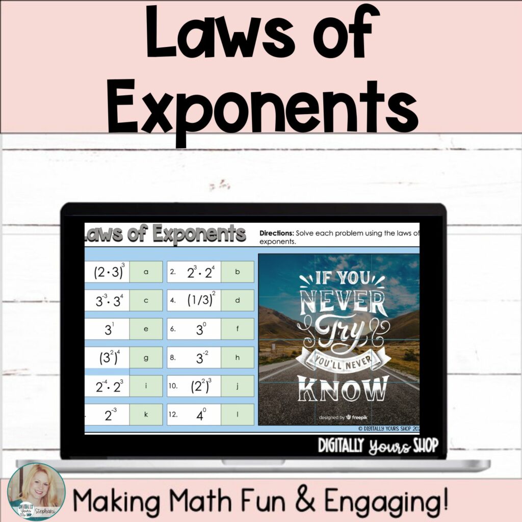 Laws of Exponents - Exponent Rules - Self-Checking Digital Activity ...