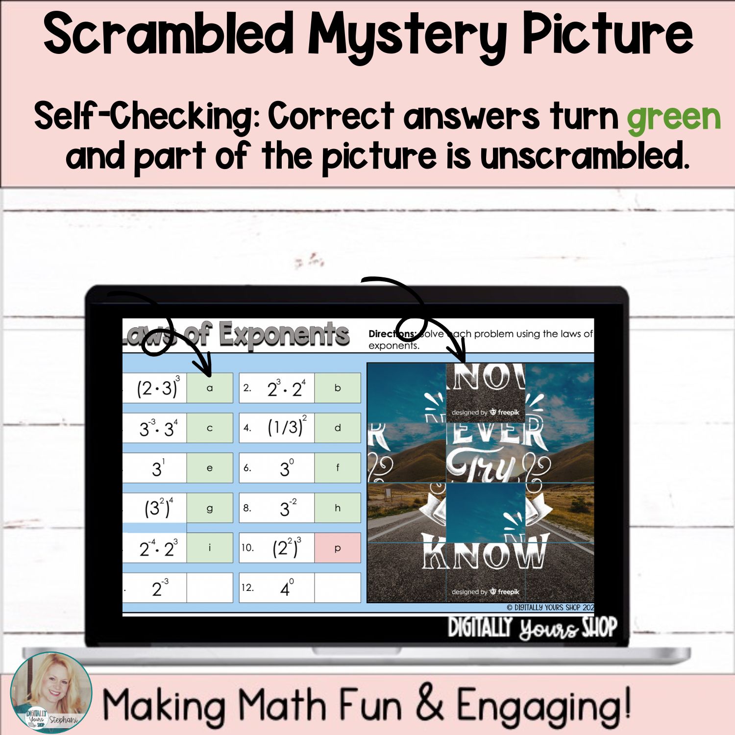 Laws Of Exponents Exponent Rules Self Checking Digital Activity