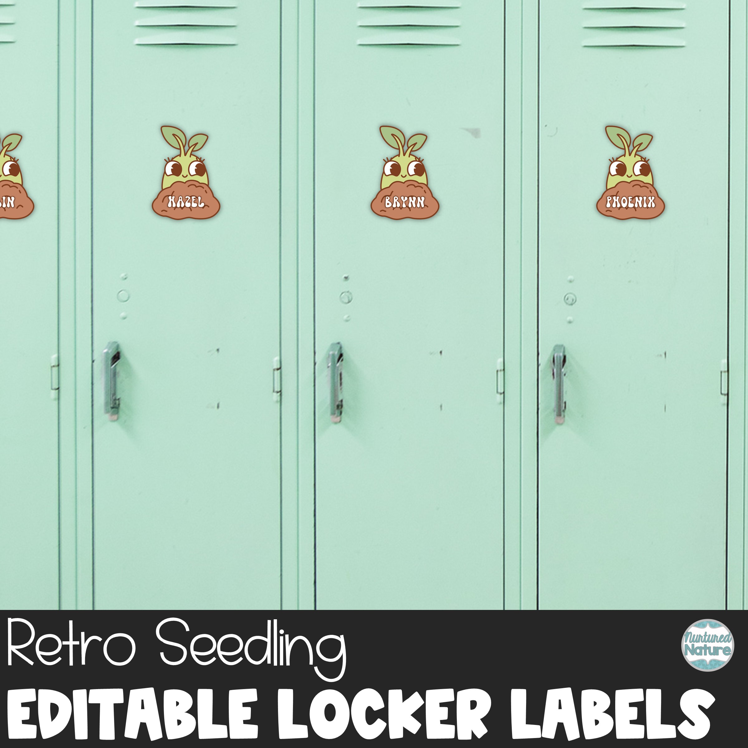 Editable Spring Decor - Retro Seedling Locker Labels or Cubby Tags ...