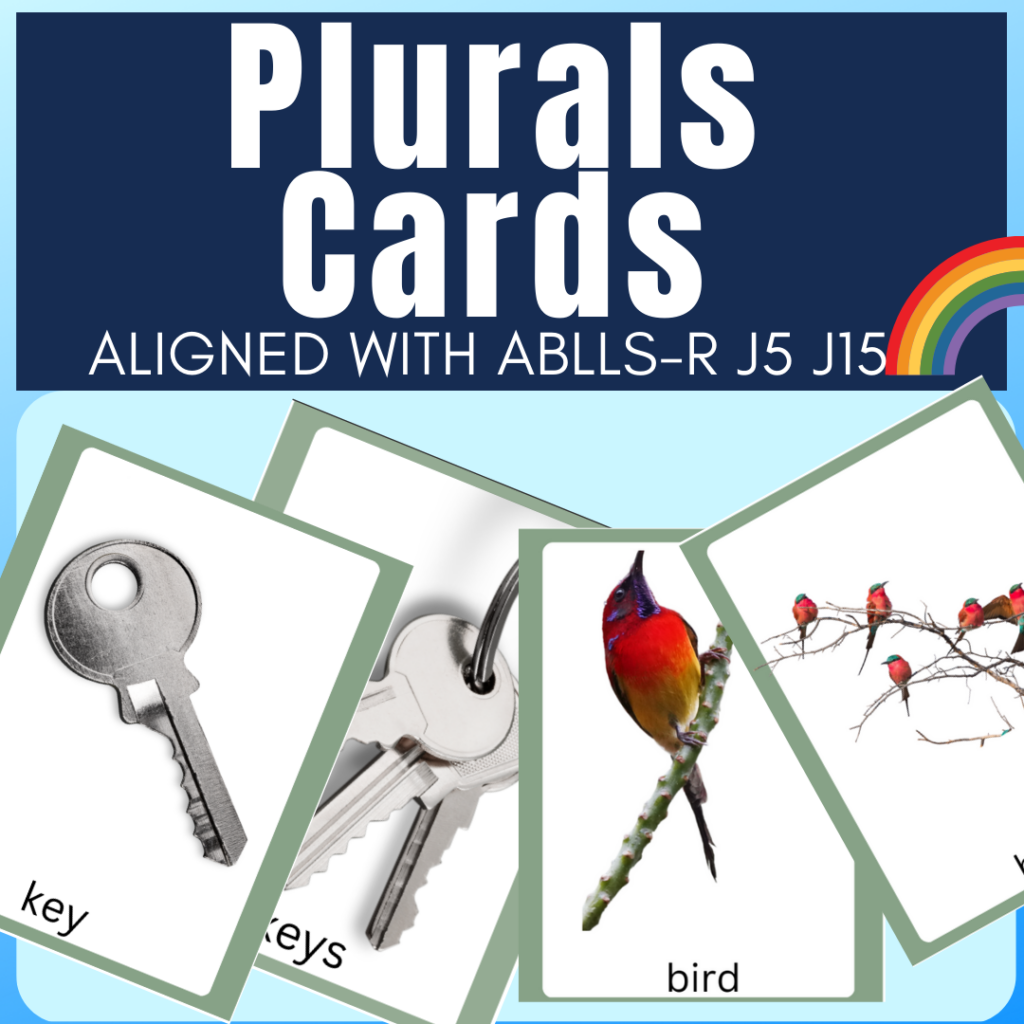 Plural Noun Picture Cards "s" "es" "ves" "ies" for Aba Autism ABLLS-R ...