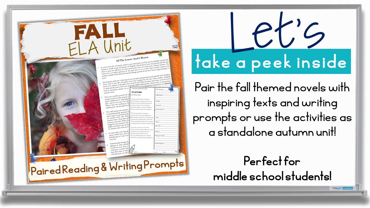Fall Unit - Autumn Middle School Paired Reading, Prompts - Print and ...