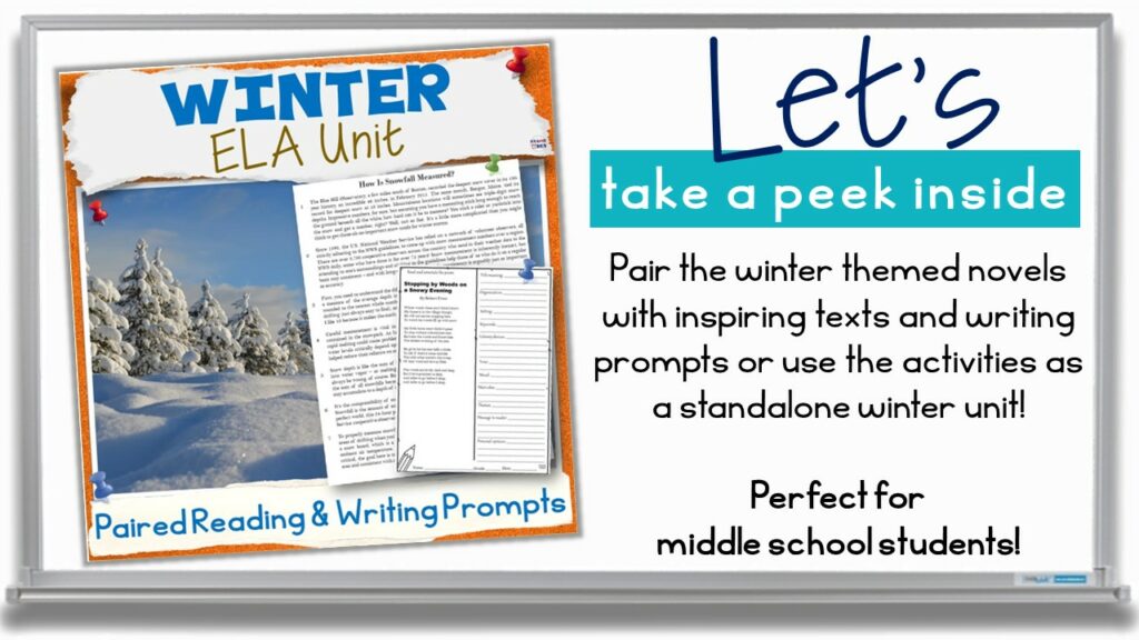 Winter Unit - Middle School Paired Reading, Writing Prompts - Print and ...