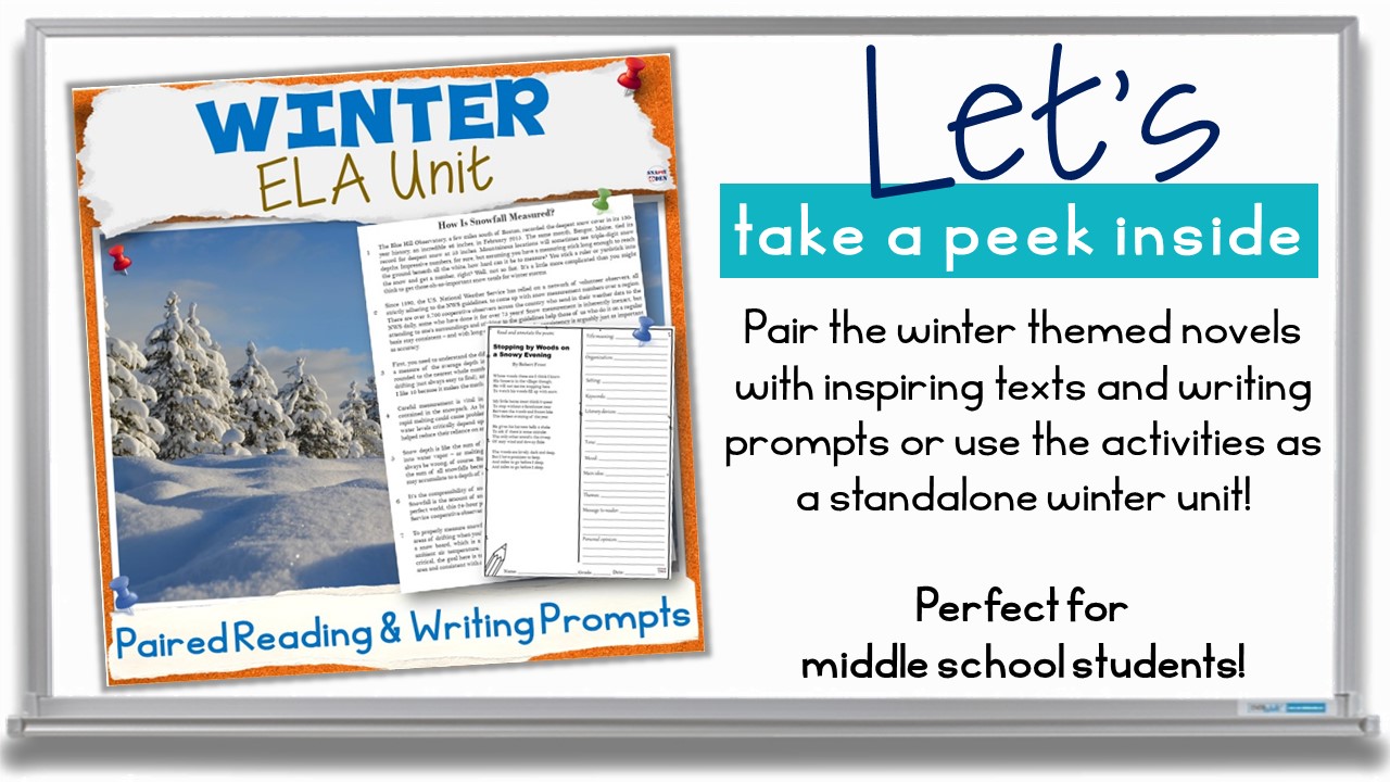 Winter Unit - Middle School Paired Reading, Writing Prompts - Print and ...