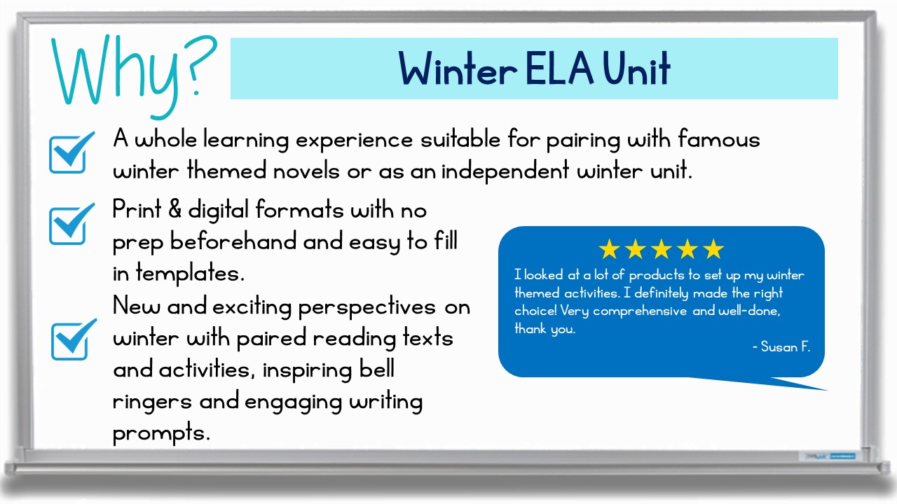 Winter Unit - Middle School Paired Reading, Writing Prompts - Print and ...