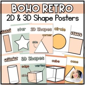 2d and 3d Shape Posters Boho Retro | Made By Teachers