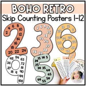 Boho Retro Skip Counting Number Posters | Made By Teachers