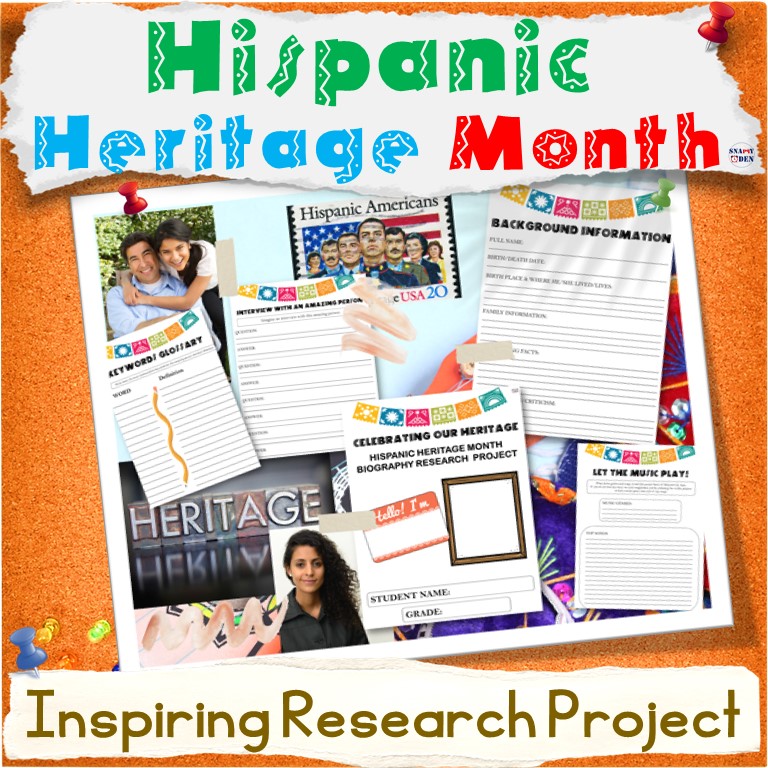 Hispanic Heritage Month Project - Biography Research Writing Print and ...