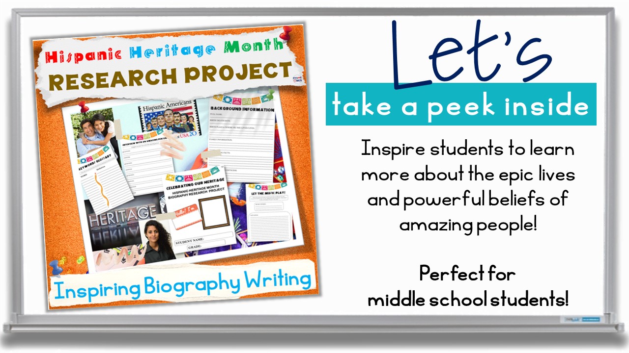 Hispanic Heritage Month Project - Biography Research Writing Print and ...