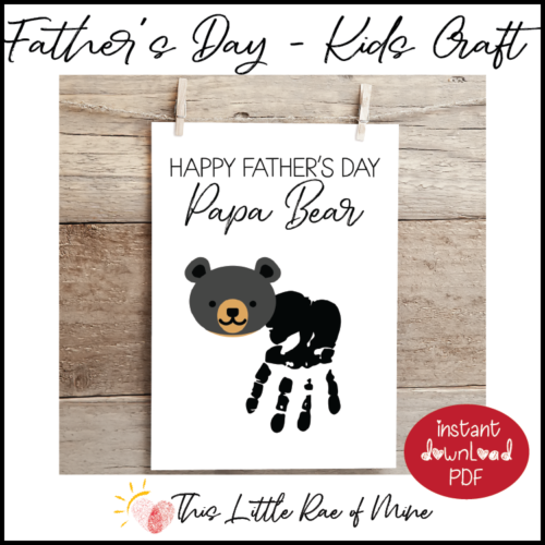 Papa Bear - Father's Day - Handprint Art - printable - keepsake | Made ...