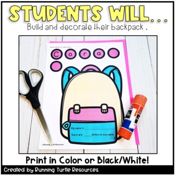 Back to School Name Craft EDITABLE Backpack | Made By Teachers