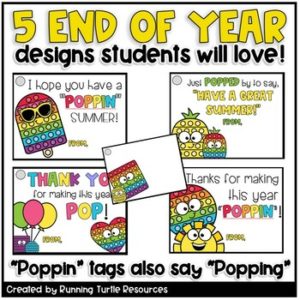 End of Year Pop It Gift Tags EDITABLE Back to School Pop Its Tags ...