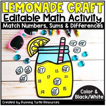 Summer Math Craft, Lemonade Craft l Number Matching | Made By Teachers